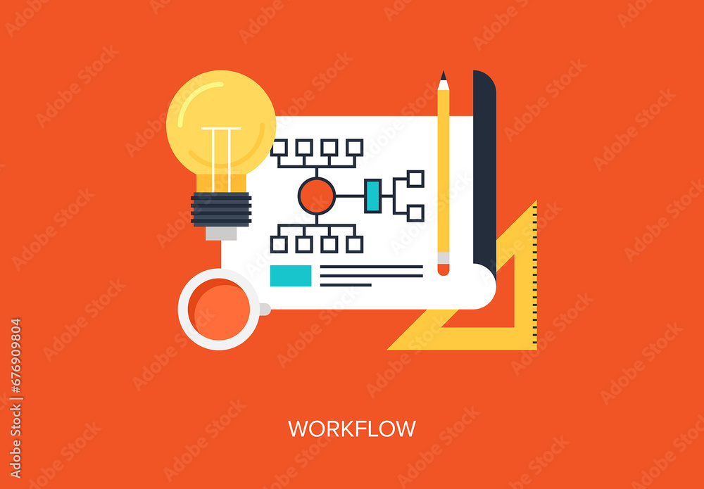 Abstract flat vector illustration of workflow concept. Elements for ...