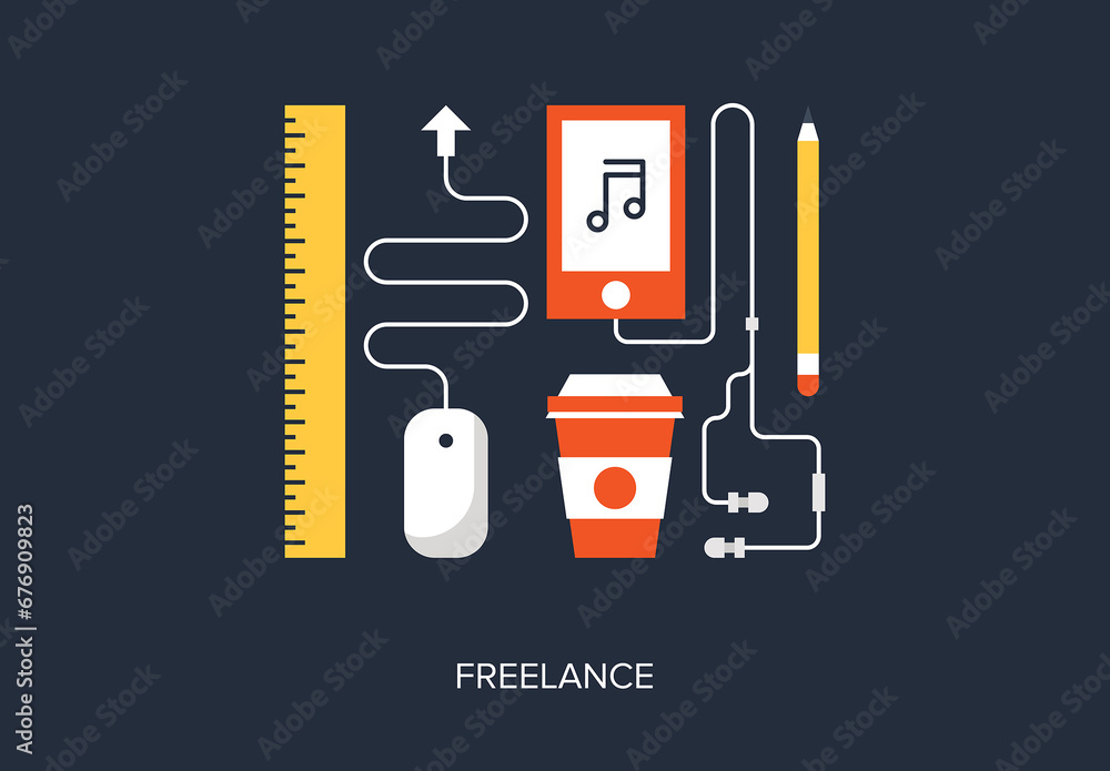 Abstract flat vector illustration of design and development concepts. Elements for mobile and ...