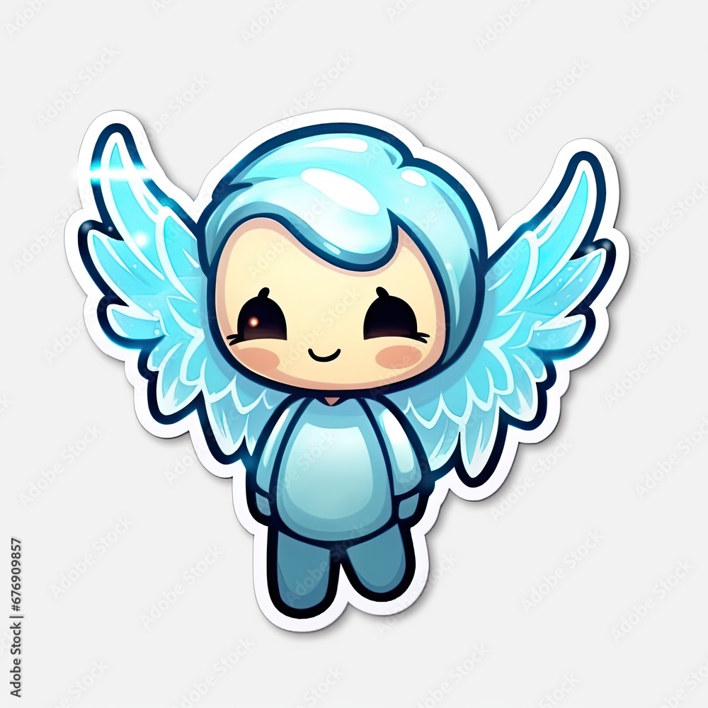 Cartoon Christmas angel emoji sticker. Christmas sticker, print. New ...