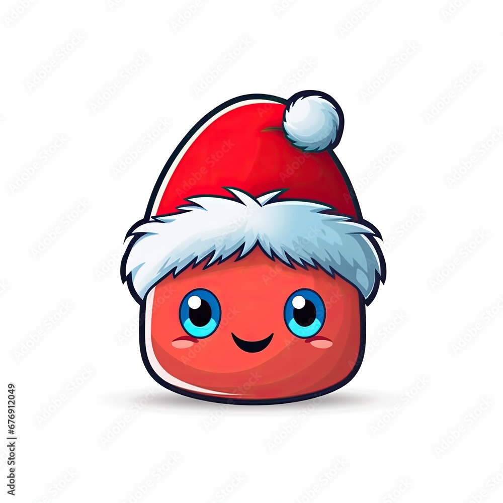 Christmas Santa emoji sticker. Cartoon santa claus emoji ...