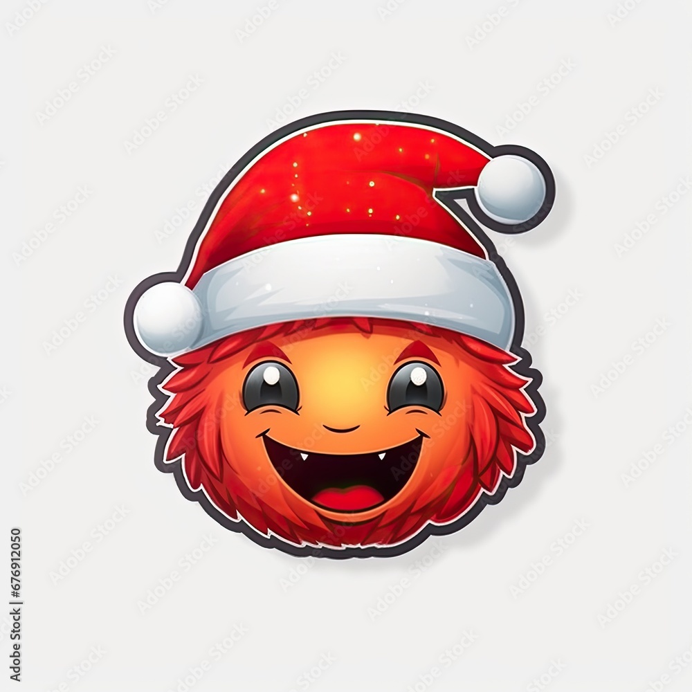 Christmas Santa emoji sticker. Cartoon santa claus emoji ...