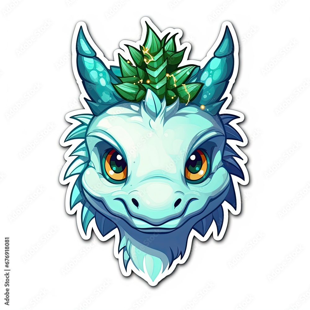 Dragon emoji sticker. Cartoon magic dragon emoji. Bioluminescent dragon ...