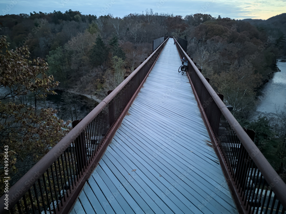 rosendale trestle surface at dusk ( railroad bridge converted to bike ...