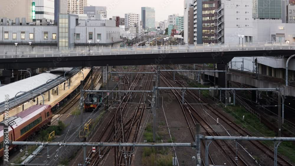 Time lapse of commuter train transport on railways in Japan, Asian ...