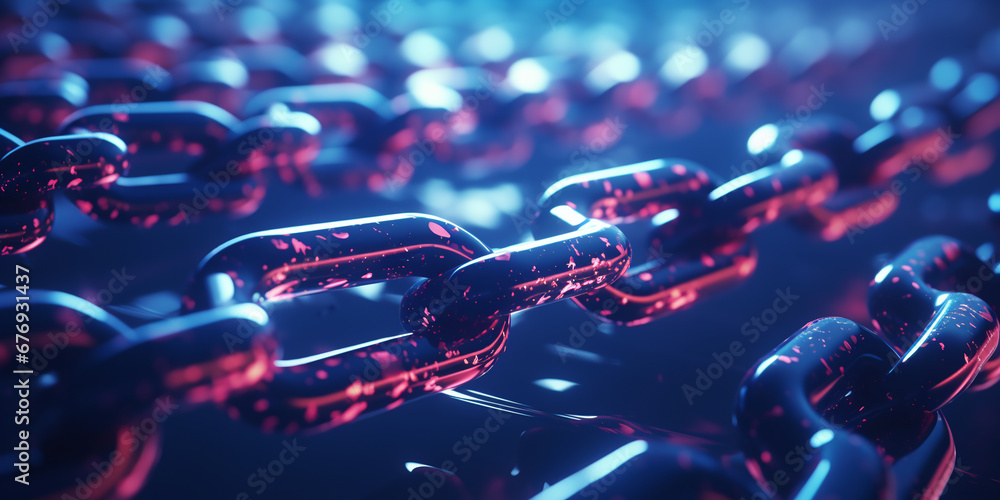 abstract chains digital technology background, sound and graphic shapes ...