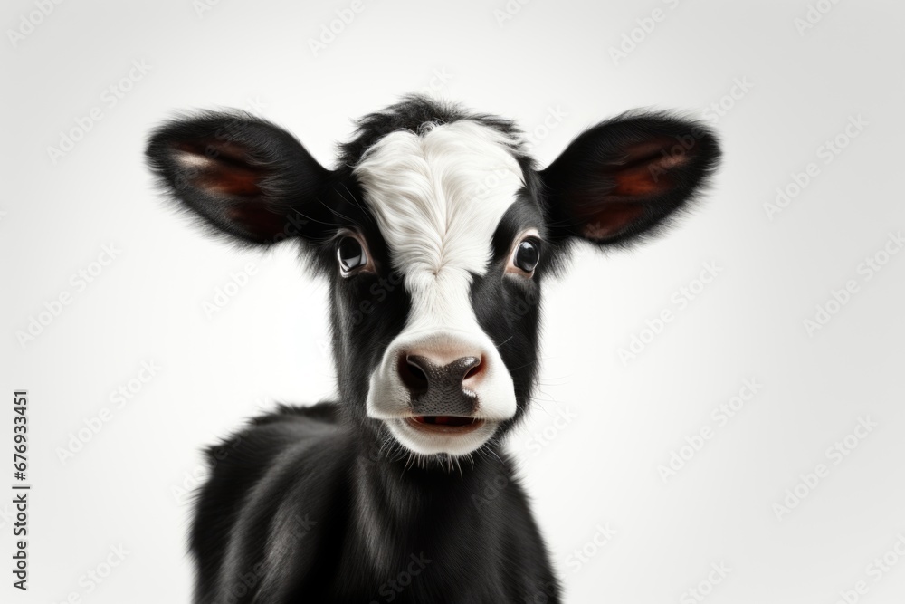 A close up of a cow"s face on a white background. Realistic clipart on ...