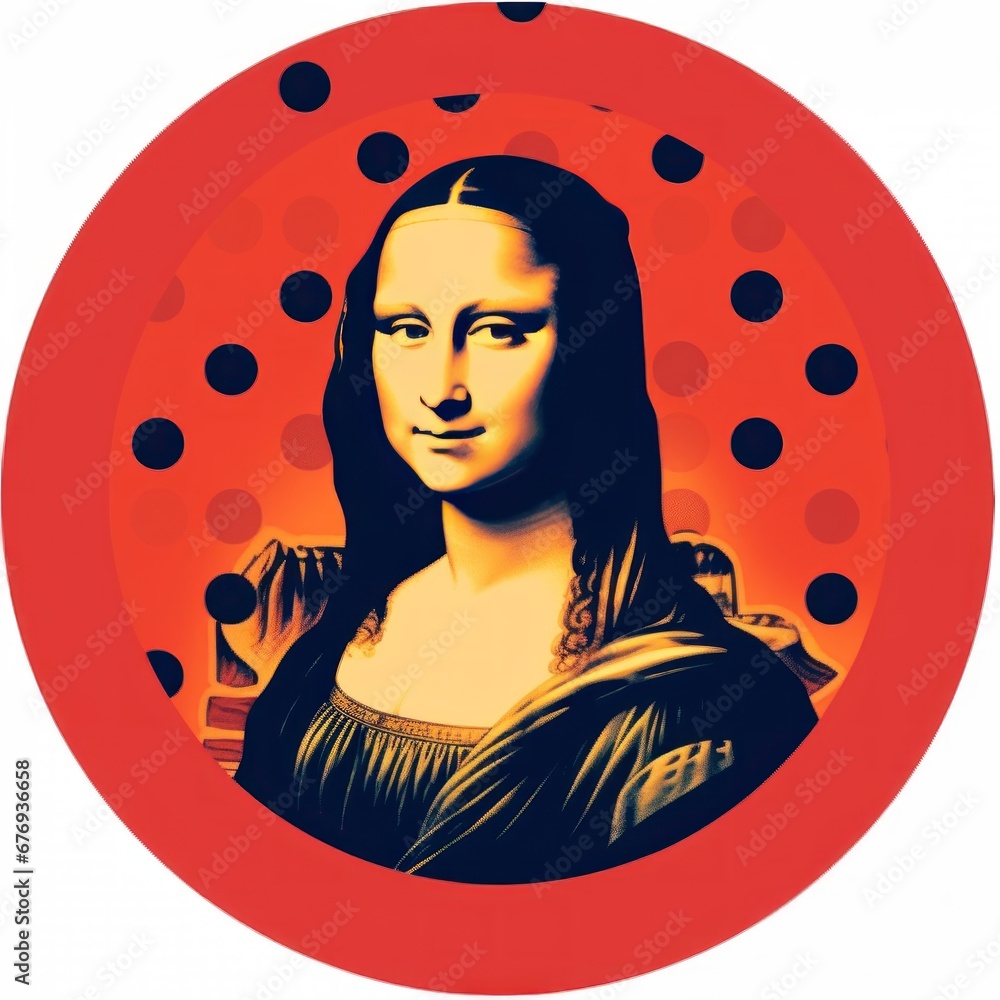 Mona Lisa Portrait in a Pop Art Style. Mona Lisa. Sticker. Logotype ...
