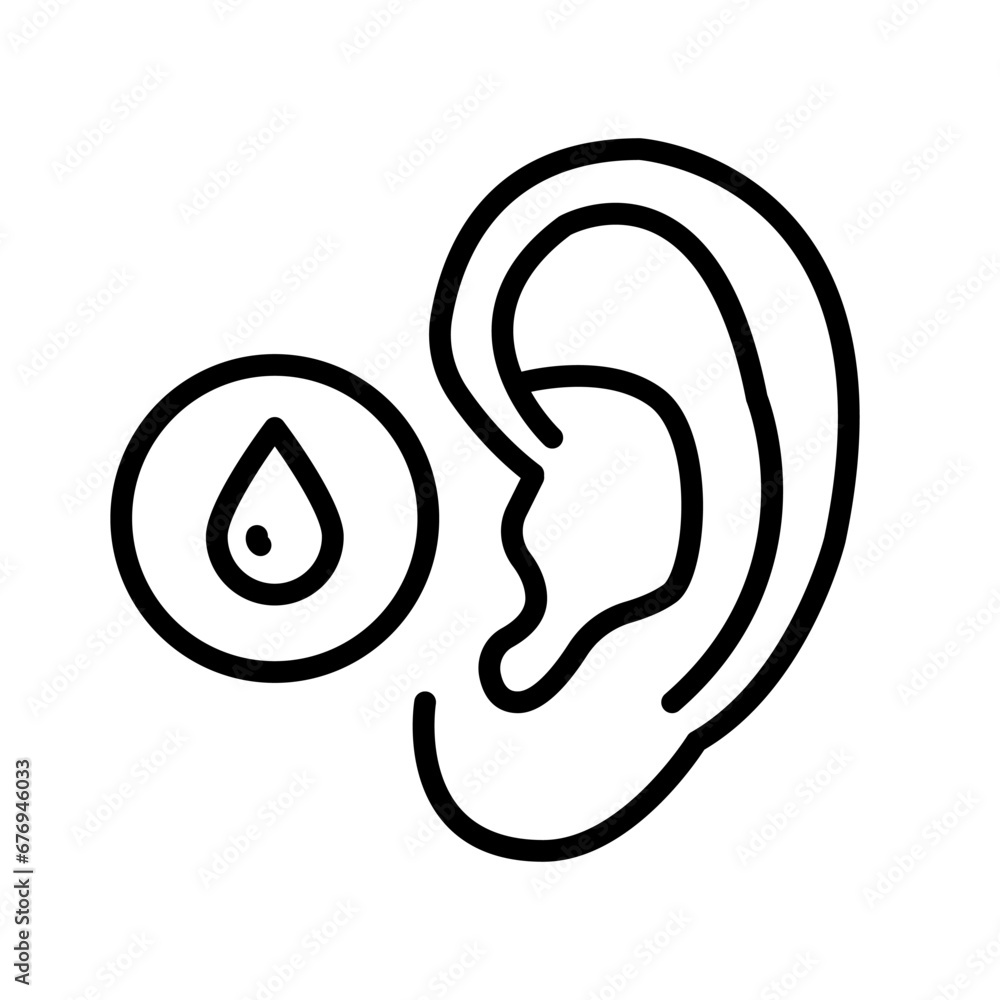 Ear drops icon. Outline simple sign from pharmacy collection. Ear drops ...