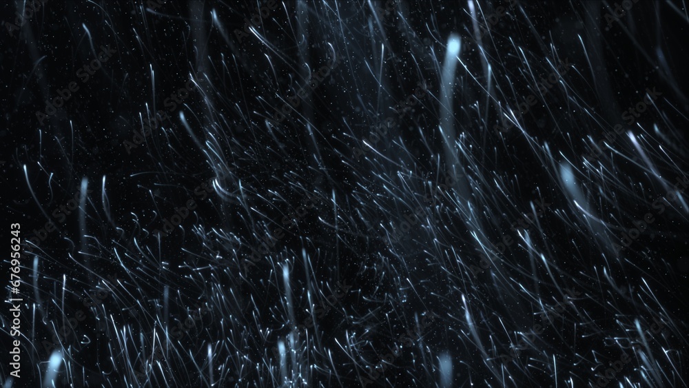 Silver swarm of rising glowing particle light streaks. Festive shiny ...