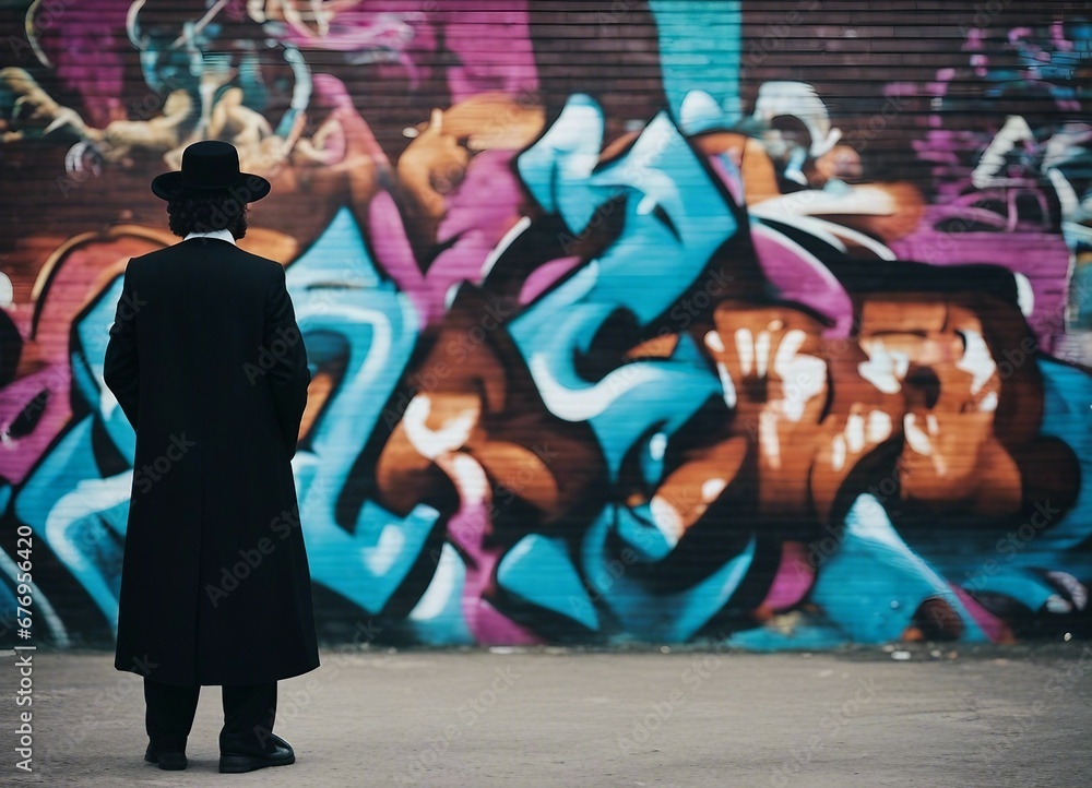 Elegant Hasidic Man in Traditional Attire Posing Confidently Before a ...