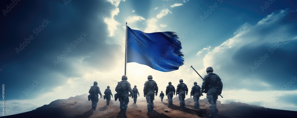 group of military soldiers infantry army marching to war battle ...