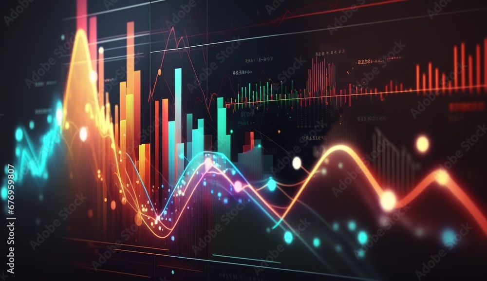 Generative AI, stock market chart lines, financial graph on technology ...
