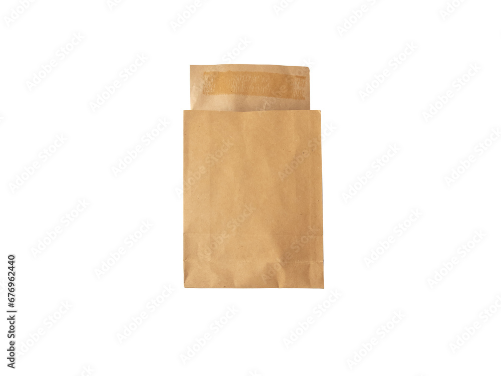 Paper courier bag with flap and traces of glue and isolated transparent ...