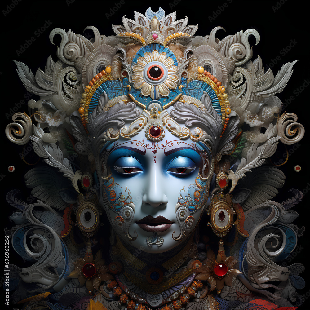 lord krishna, very detailed, 3D, ultra-realistic, surrealistic, hyper ...