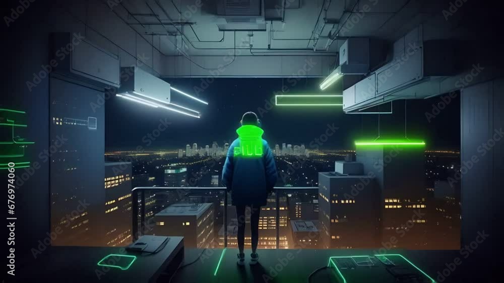 lofi, girl, illustration, painting, art, landscape, anime, female ...