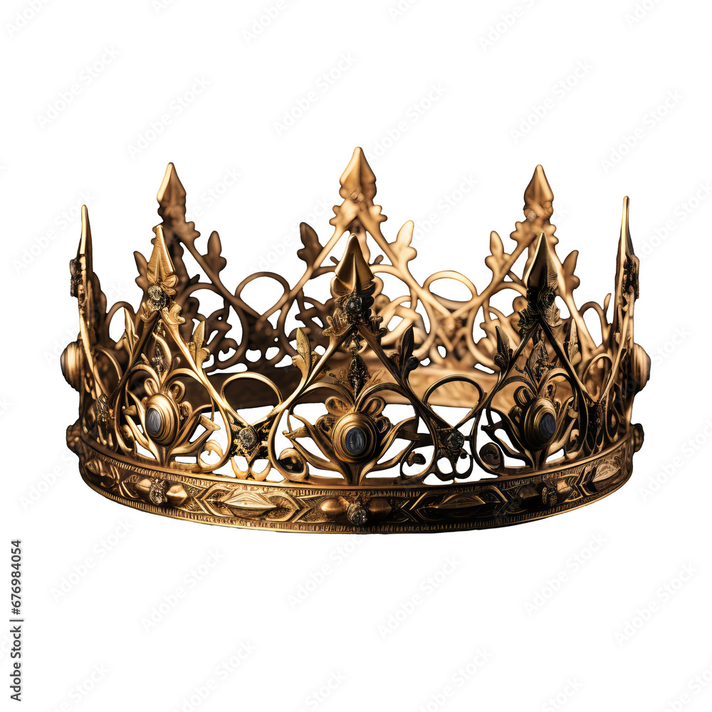 Elegant gold fantasy crown with intricate decorations and stunning ...