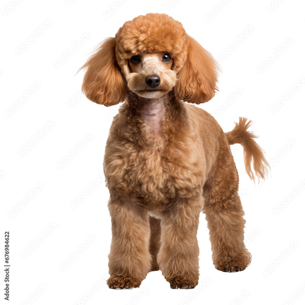 Full-body poodle dog illustration, standing pose, detailed fur texture ...