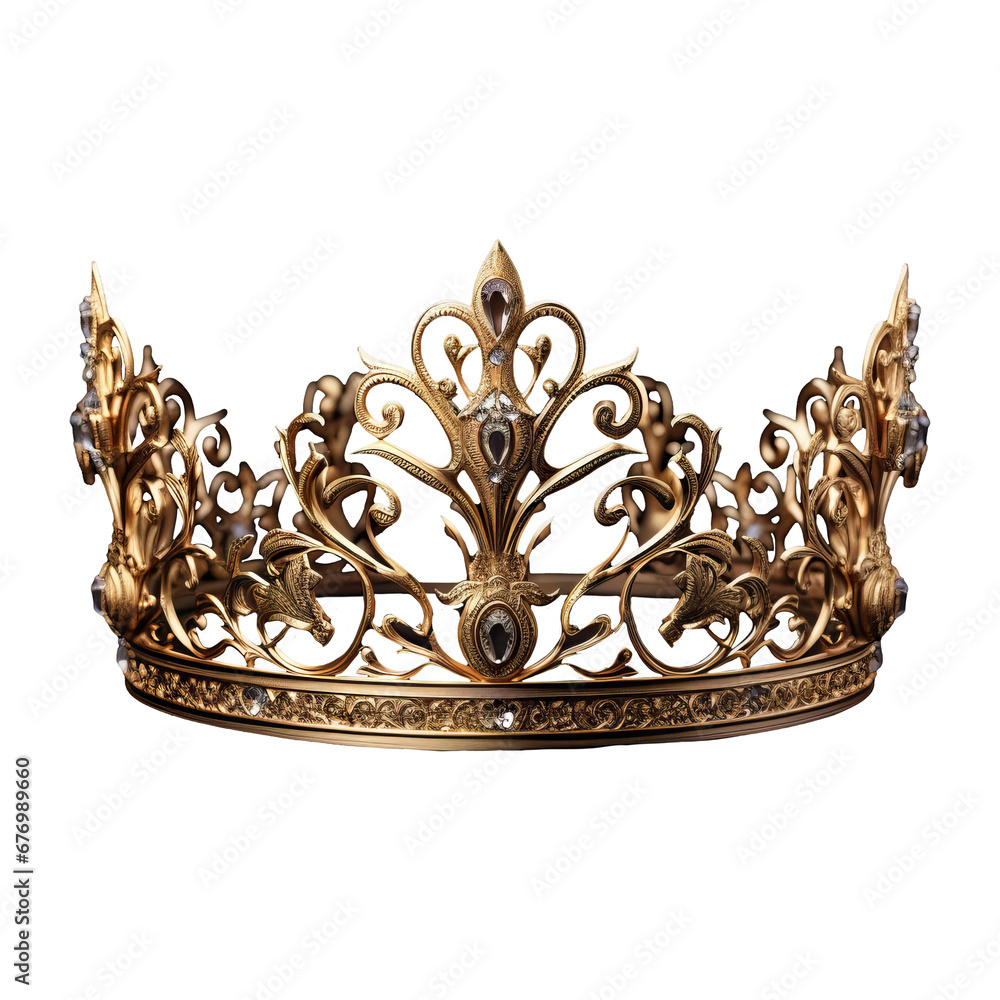 Elegant gold fantasy crown, beautifully decorated with intricate ...