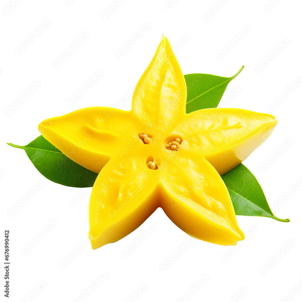 Star fruit graphic depicting the entire fruit's form, vivid and ...