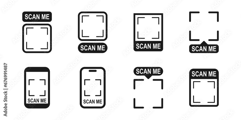 QR code scan icon, scan me barcode sign, isolated, Vector stock Stock ...