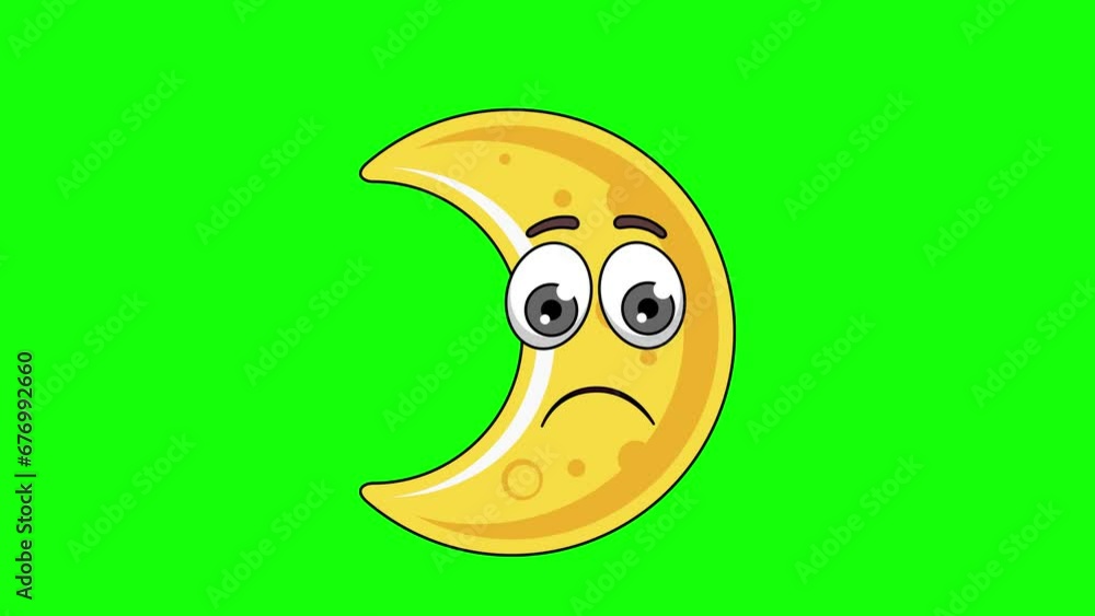 Frowning face animation of crescent moon emoticon emoji vídeo do Stock ...