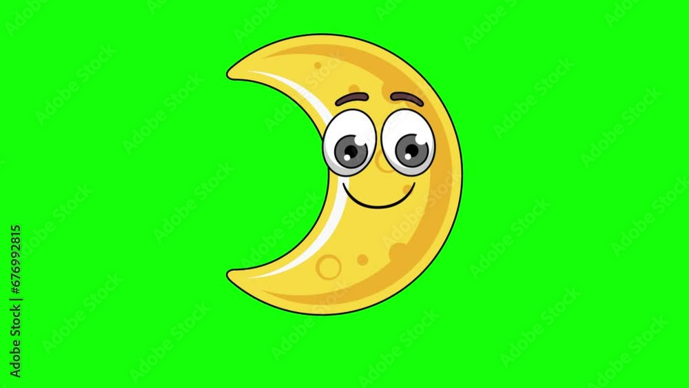 crescent moon emoticon emoji with a face savoring food, cartoon ...