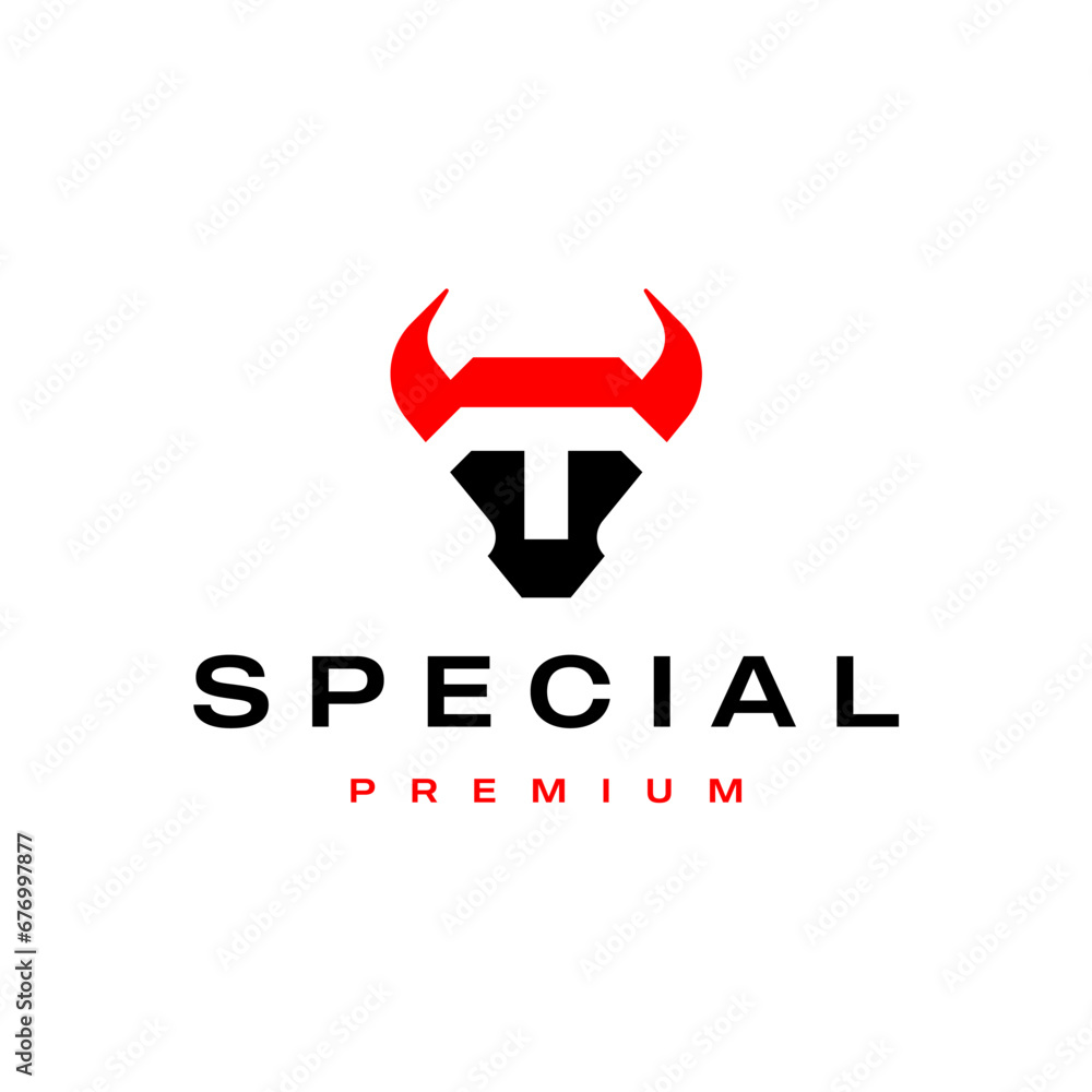 modern bull head letter T horn logo template vector icon Stock Vector ...
