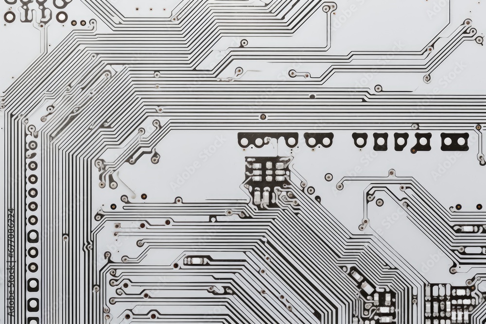 Texture of a printed circuit board with a white background. Background ...