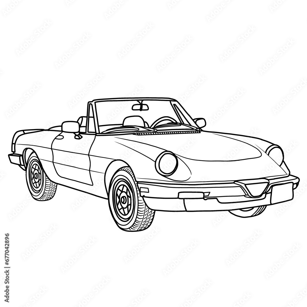 Classic Vintage European convertible sports cars Vector Illustration ...