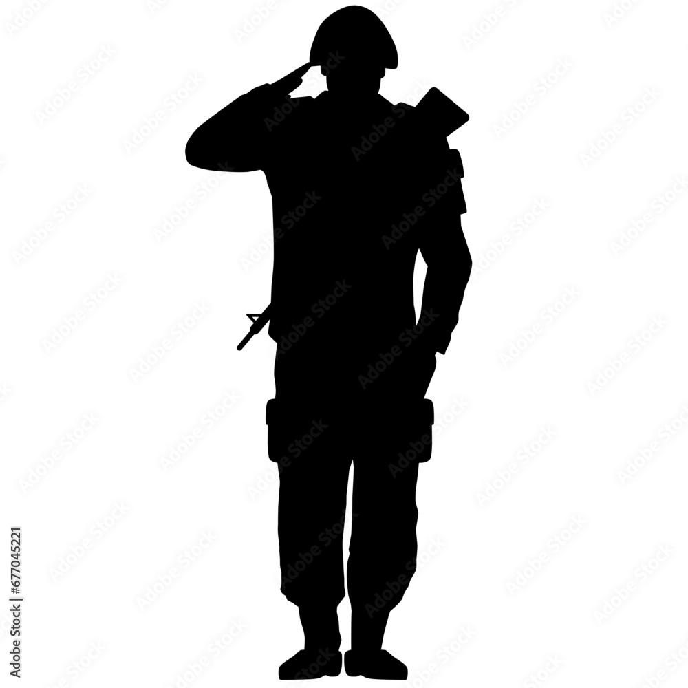 Salute silhouette vector illustration. Military salute graphic ...
