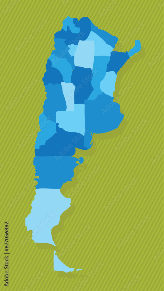 Argentina map with regions blue political map green background vector ...
