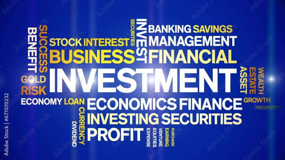 investment animated tag word cloud;text design animation kinetic ...