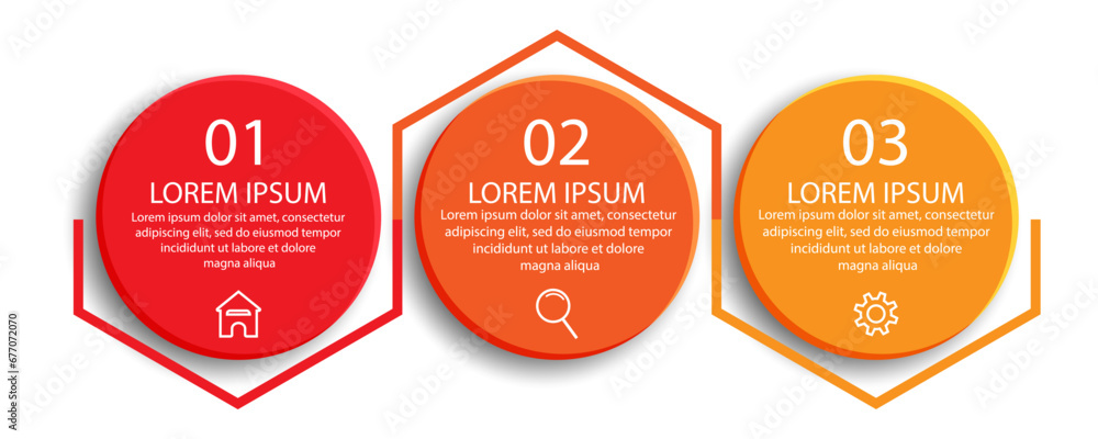 3 step 3d vector infographic, simple design with various interconnected ...