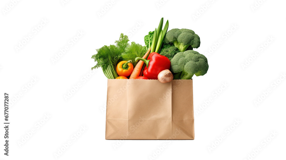 Vegetables in a paper bag isolated on transparent background, image ...
