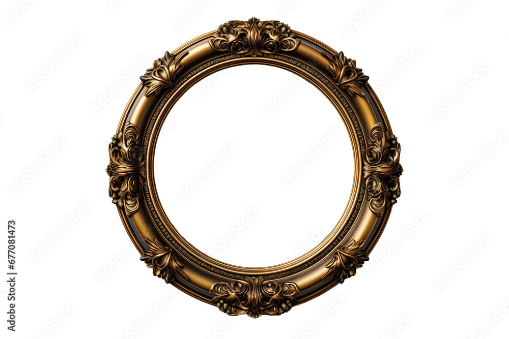 round photo frame isolated over transparent background Baroque ...