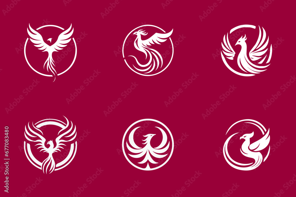 6 Phoenix Brand Logos | Symbols | Icons | Birds Stock Vector | Adobe Stock