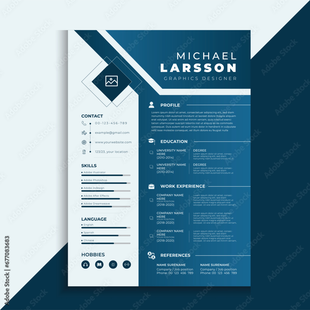 Professional CV resume template design and letterhead cover letter ...