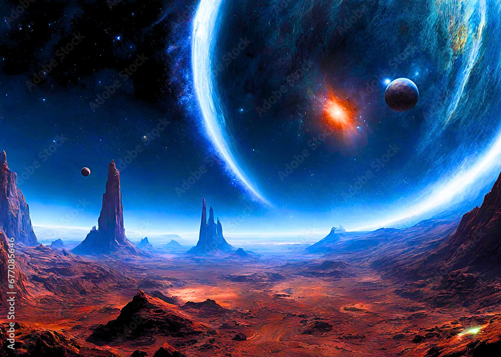 Cosmic Planet in Deep Space, Celestial Body and Galactic Nebula ...