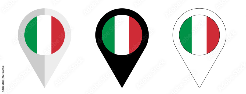 italian flag pin map pointer icons italy pinpoint set location vector ...