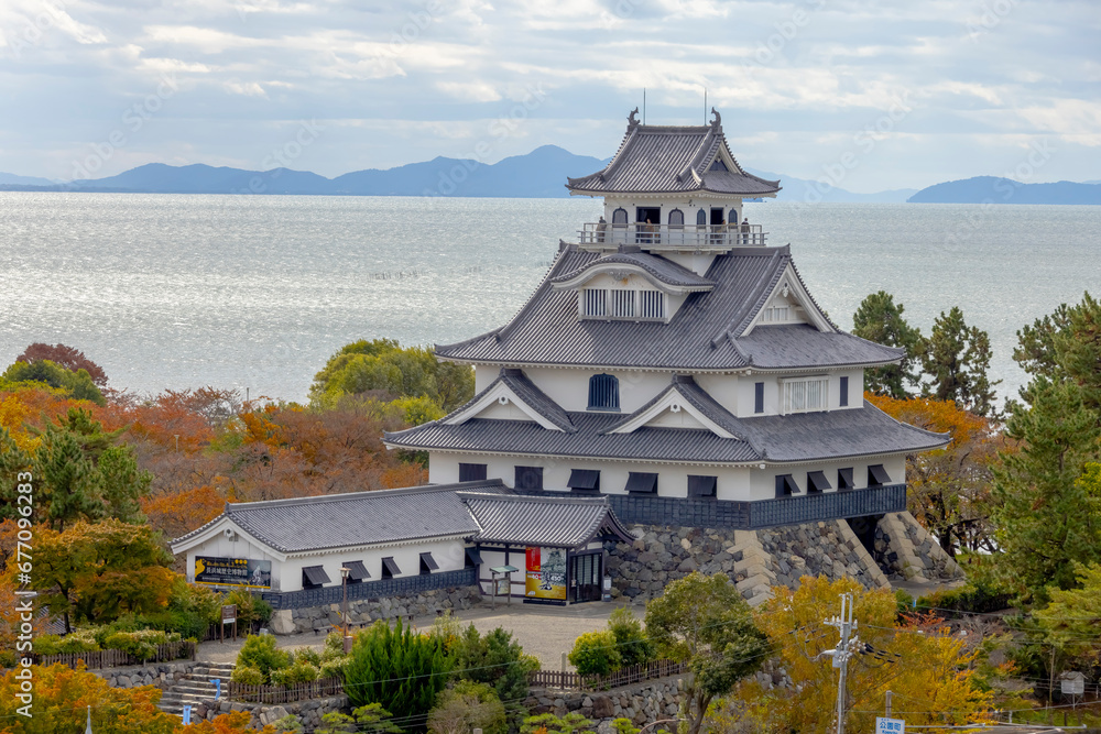 Nagahama, Shiga Prefecture, Japan. Nov 10, 2023. Nagahama Castle, an ...