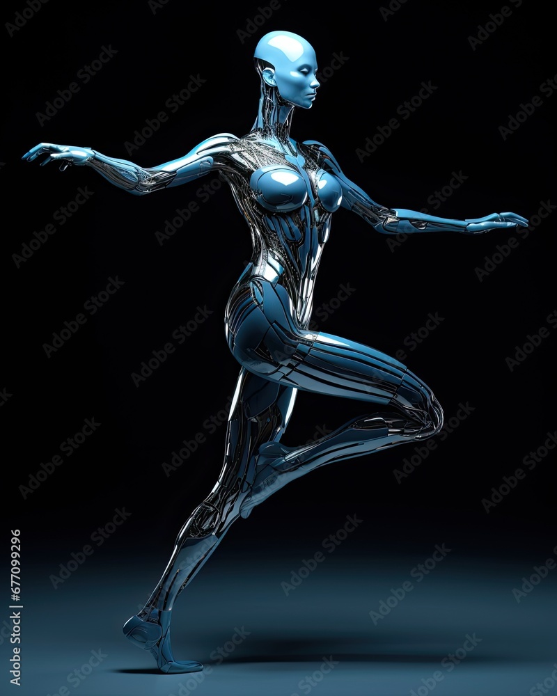 Humanoid Femail Ballet Dancer. Android Female Dance Poses. Cyborg ...