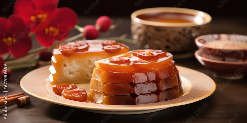 Chinese New Year Cake Nian gao, a sticky rice cake, is a common Chinese ...