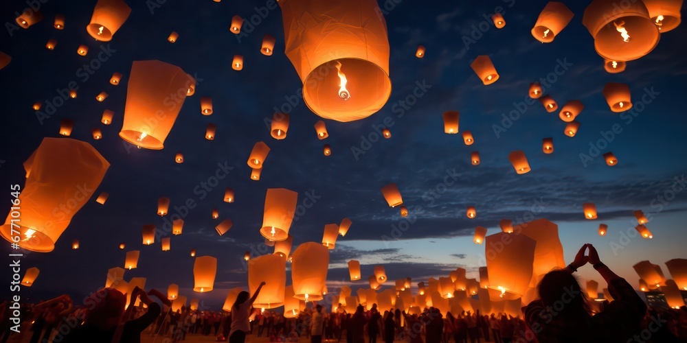 Flying Chinese lanterns, also known as sky lanterns are traditional ...