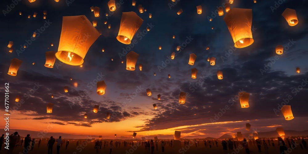 Flying Chinese lanterns, also known as sky lanterns are traditional ...