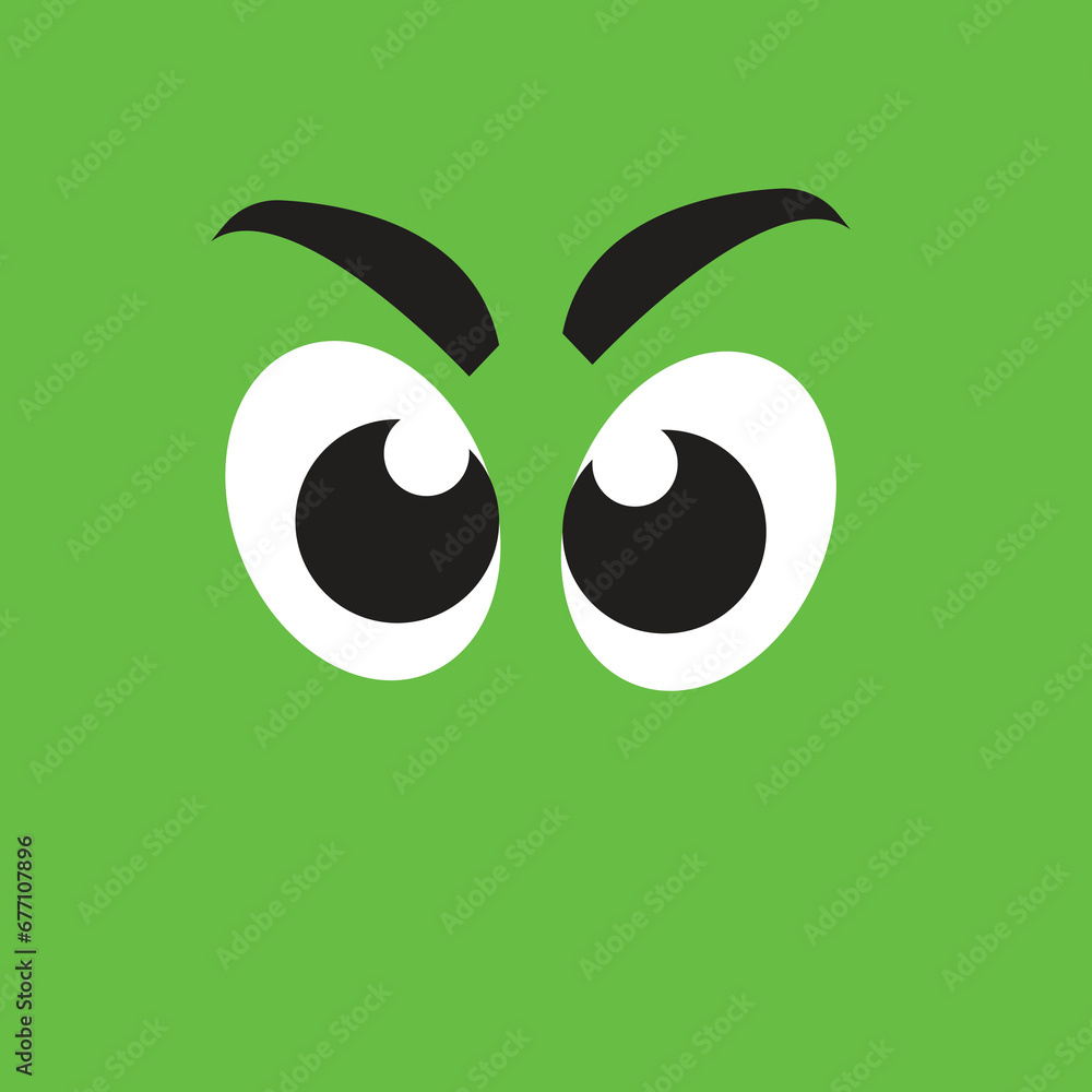 cartoon animated eye symbol. Eyes avatar for emoji green background ...