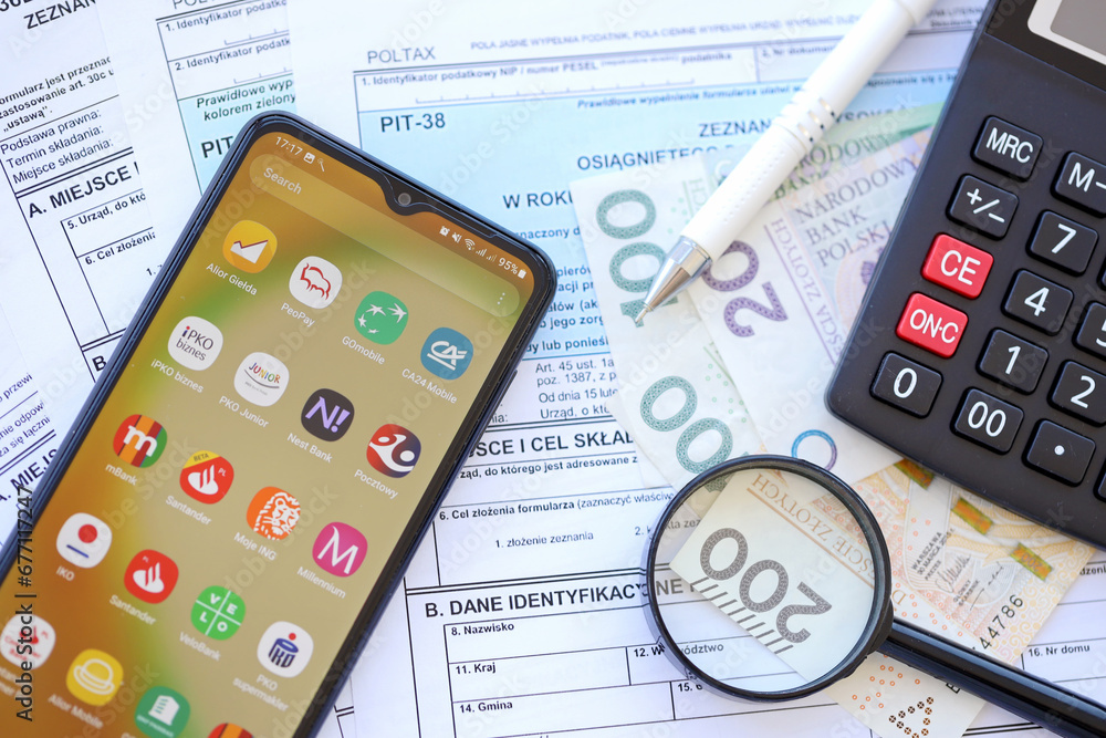 TERNOPIL, UKRAINE - AUGUST 3, 2023 Banking applications on screen of ...