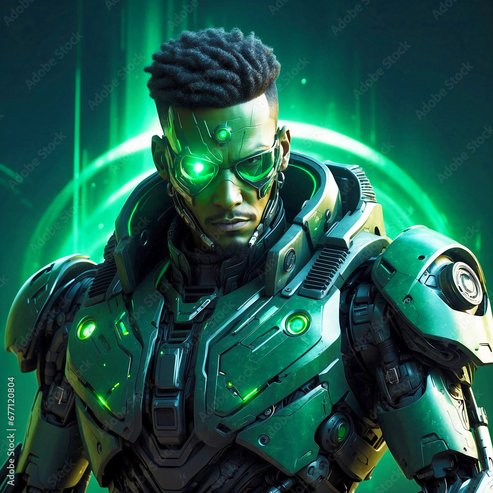 Photorealistic Cyborg Cyberpunk Military Soldiers wearing Futuristic VR ...