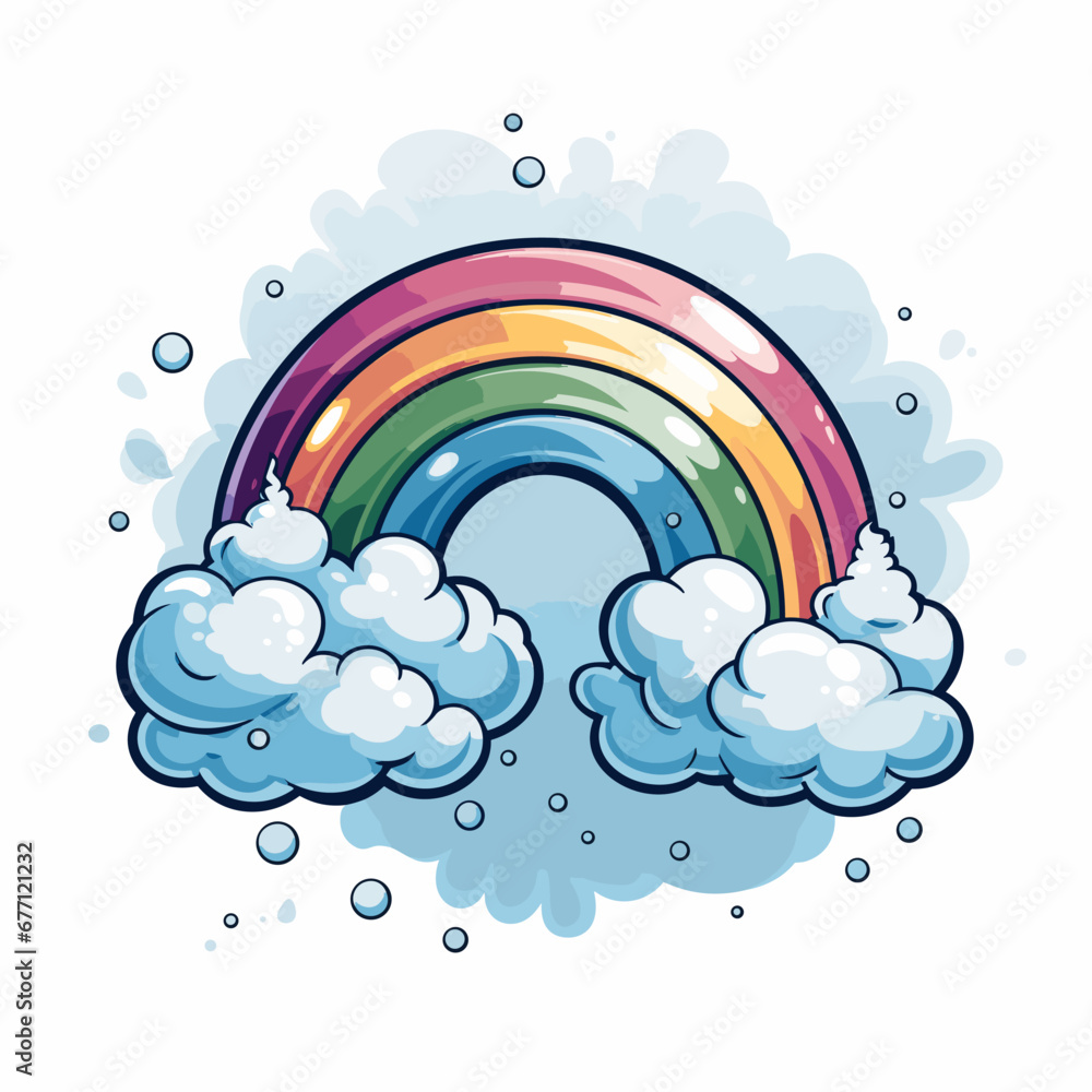 Rainbow hand-drawn comic illustration. Rainbow. Vector doodle style ...