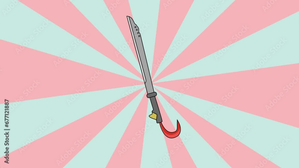 mandau animation, a typical Indonesian Kalimantan weapon with a ...