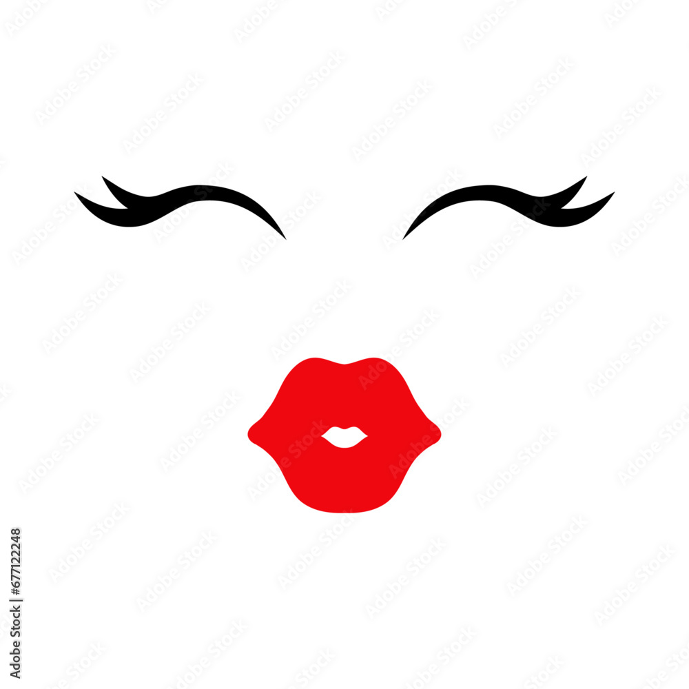 Logo con silueta de labios de mujer con pestañas para su uso en ...